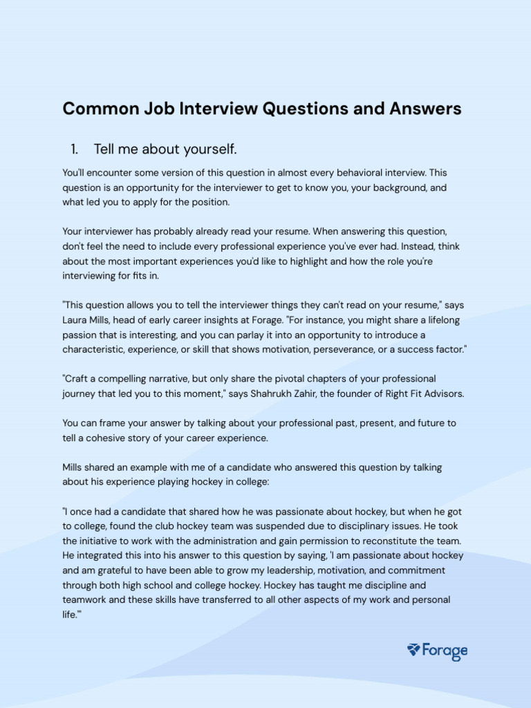 Common Job Interview Questions and Answers | PDF | Job Interview ...