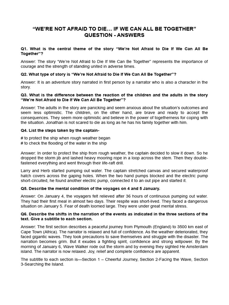 QS Ans - "We're Not Afraid To Die If We Can All Be Together" | PDF ...