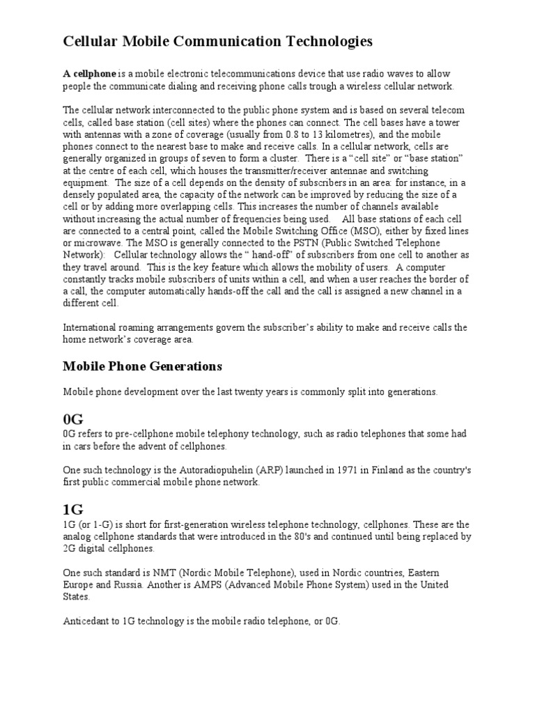 Advanced Mobile Phone System or AMPS Is The Analog Mobile Phone System ...