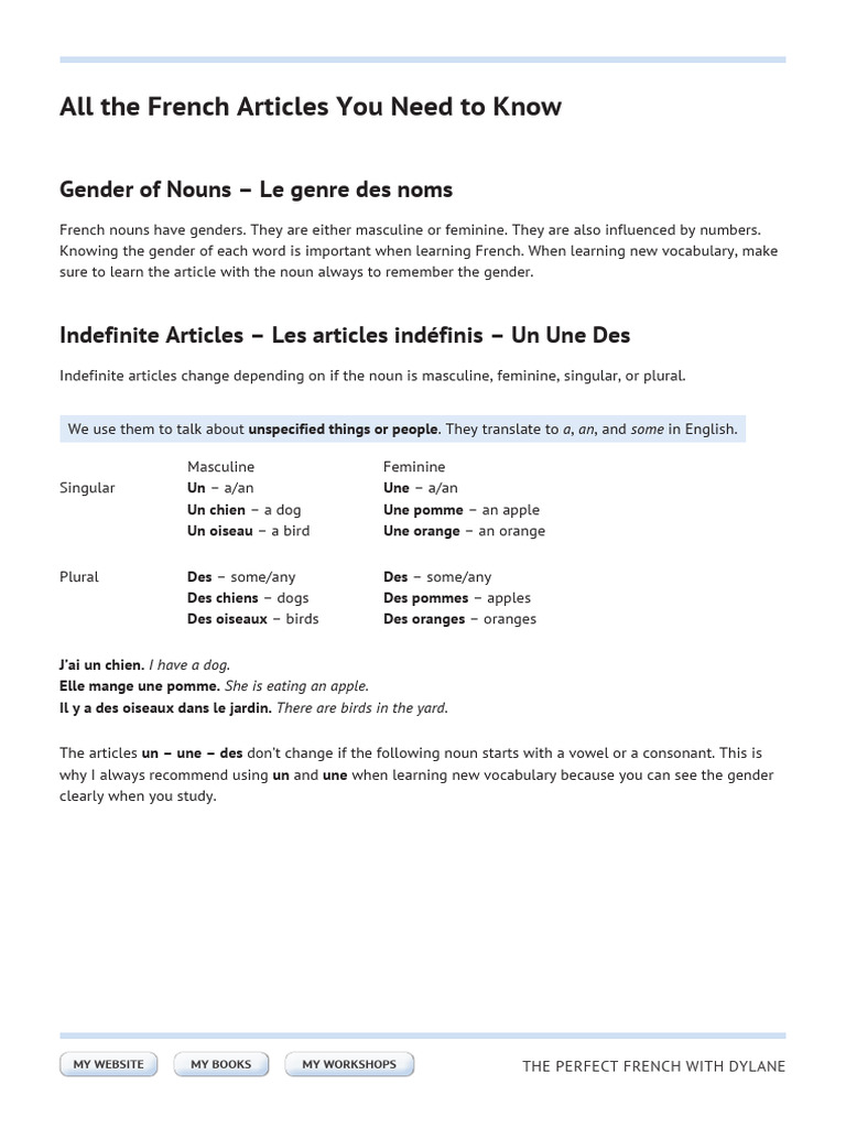 The Perfect French - All The French Articles You | PDF