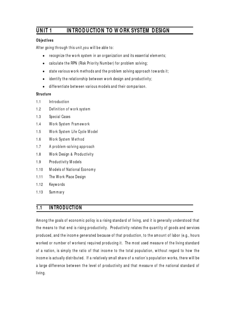 Introduction to Work System Design | PDF