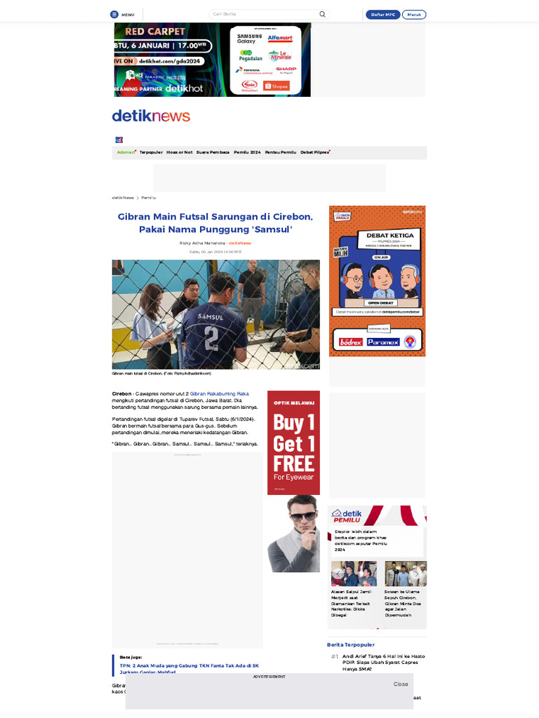 Gibran Main Futsal Sarungan di Cirebon, Pakai Nama Punggung _Samsul_ | PDF Gibran Main Futsal Sarungan di Cirebon, Pakai Nama Punggung _Samsul_ | PDF
