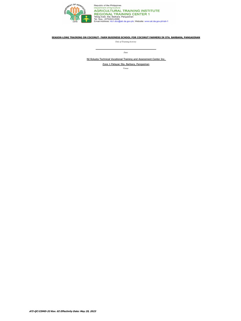 ATI QF CDMD 33 Rev. 02 Effectivity Date May 29 2023 Participants ...