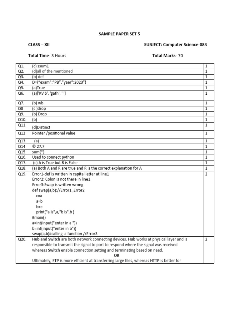 5th Paper Solution | PDF | File Transfer Protocol | Internet