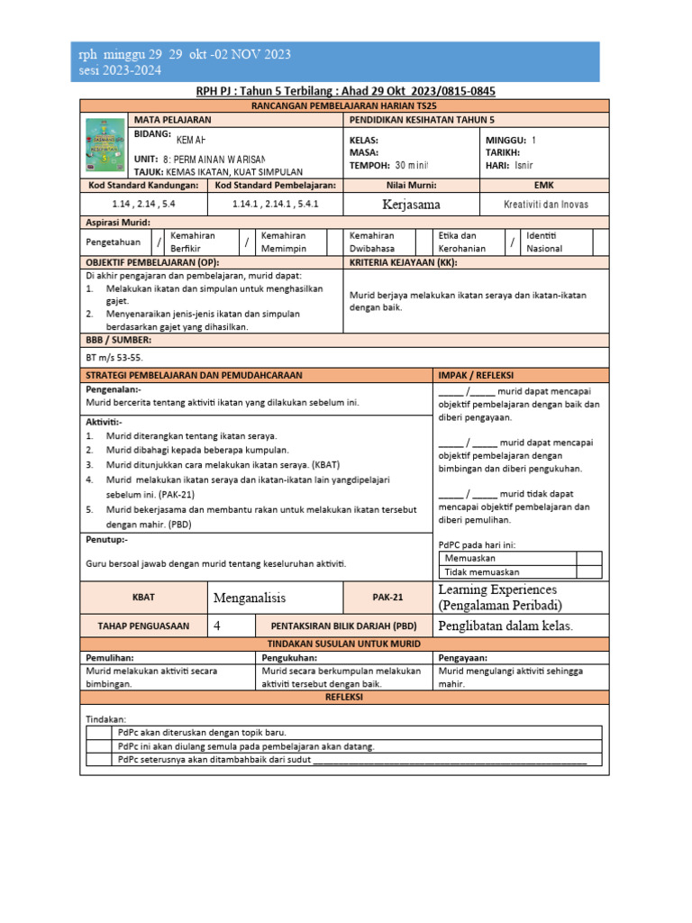 RPH MINGGU 30 29 Okt-02 OKT | PDF