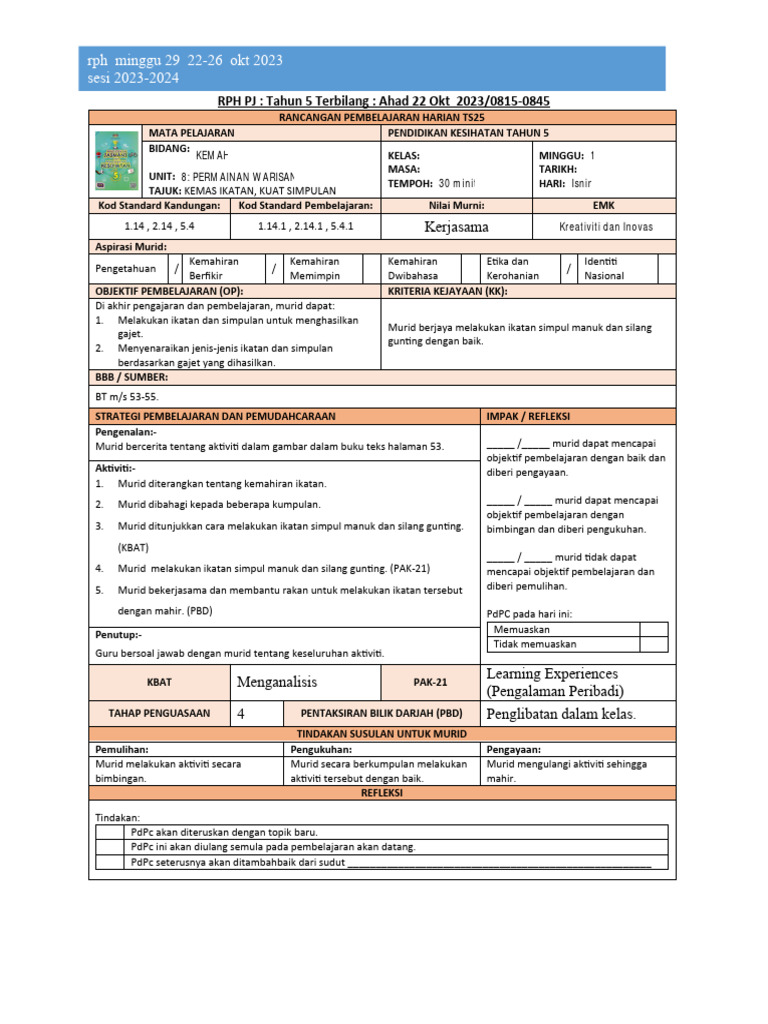 RPH MINGGU 29 22-26 Okt | PDF