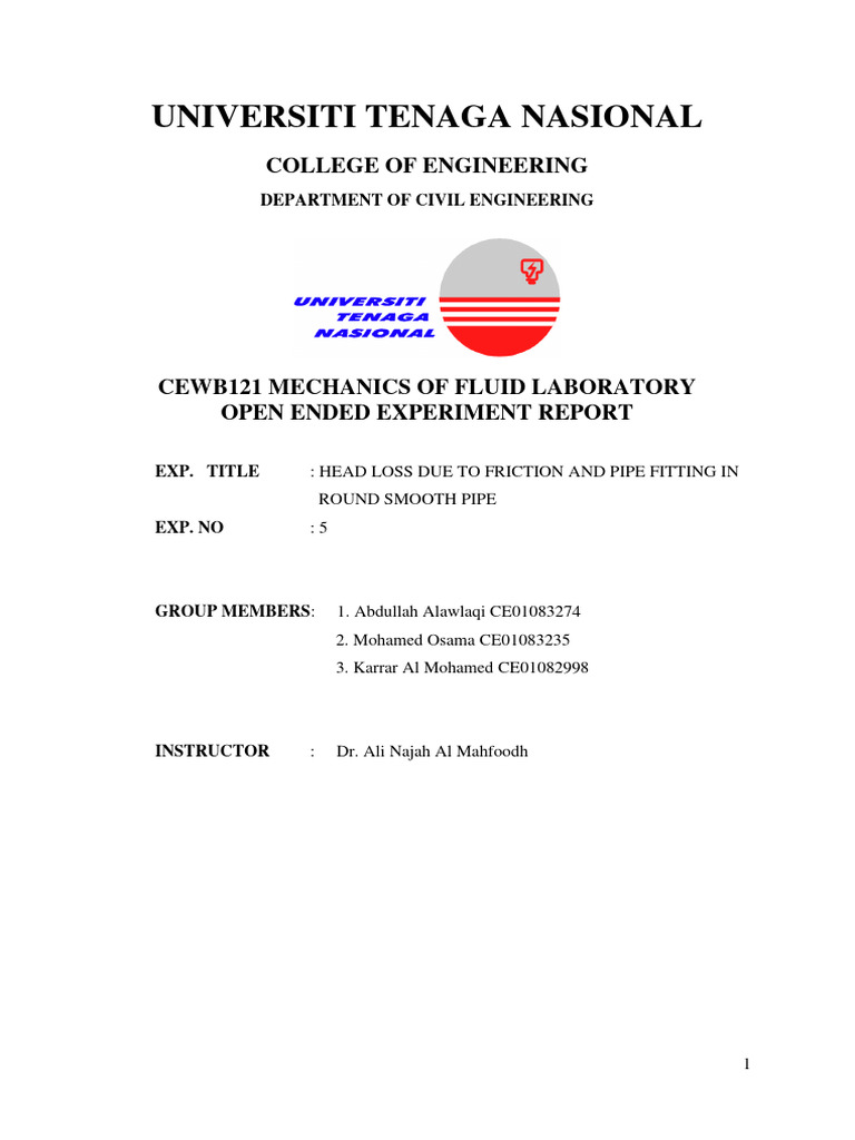 CEWB1021 Openended Lab, Exp5 | PDF | Fluid Dynamics | Physical Sciences