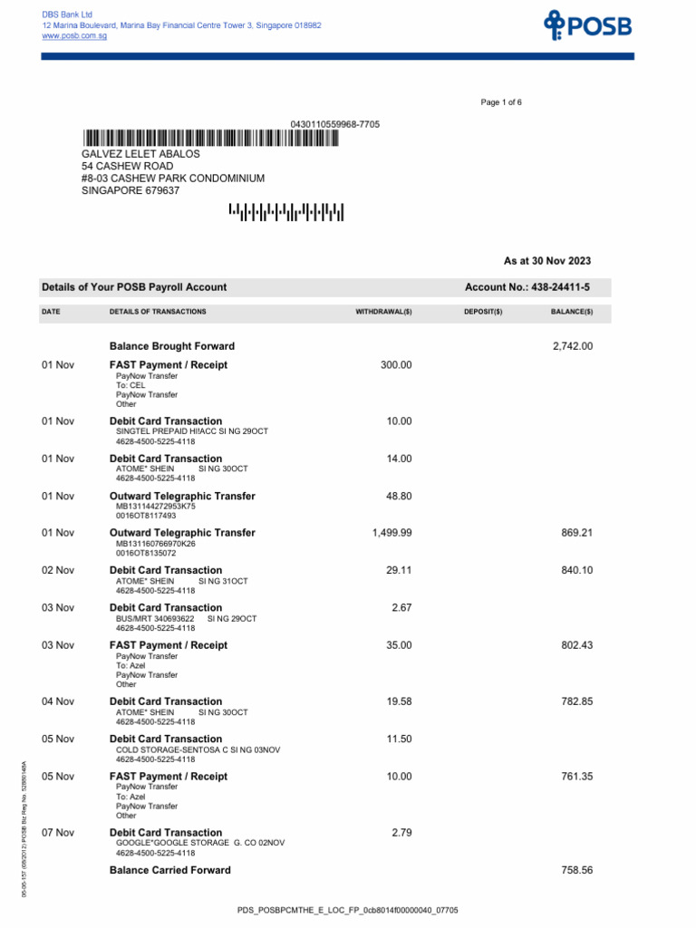 Statement 2 | PDF | Debit Card | Overdraft