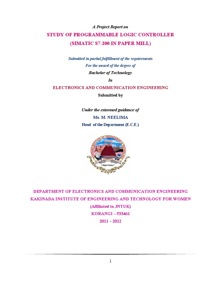 Study of Programmable Logic Controller (Simatic S7-200 in Paper Mill ...