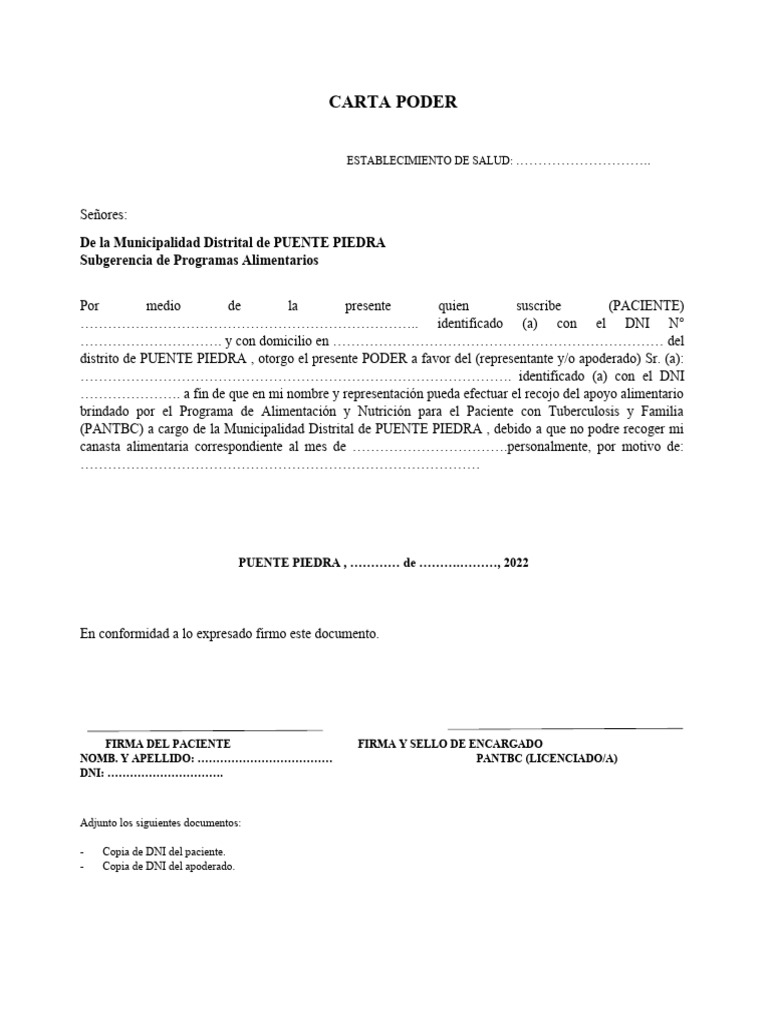 Modelo Carta Poder de PAT | PDF