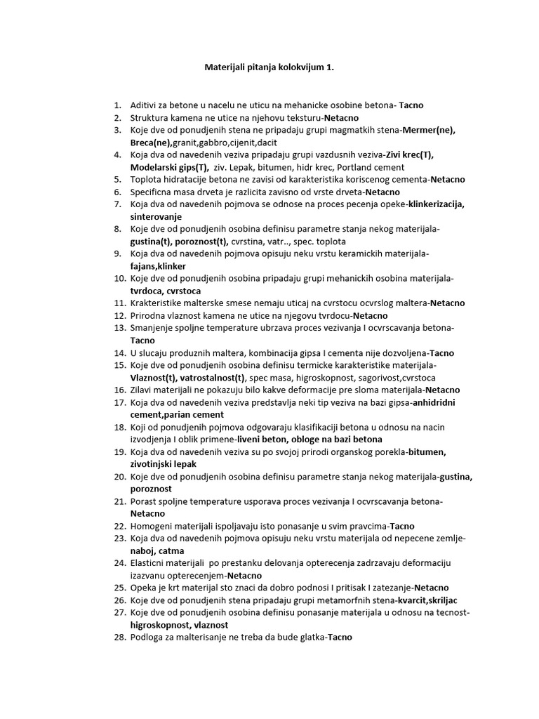 Materijali Kol 1 | PDF