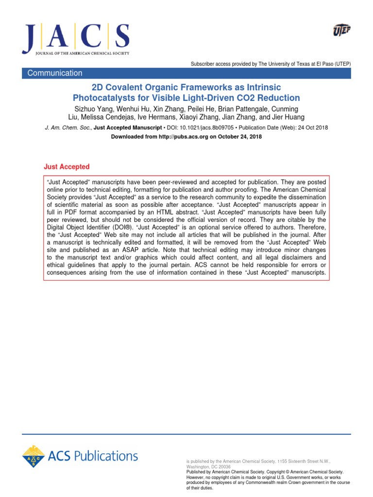 2D Covalent Organic Frameworks As Intrinsic | PDF