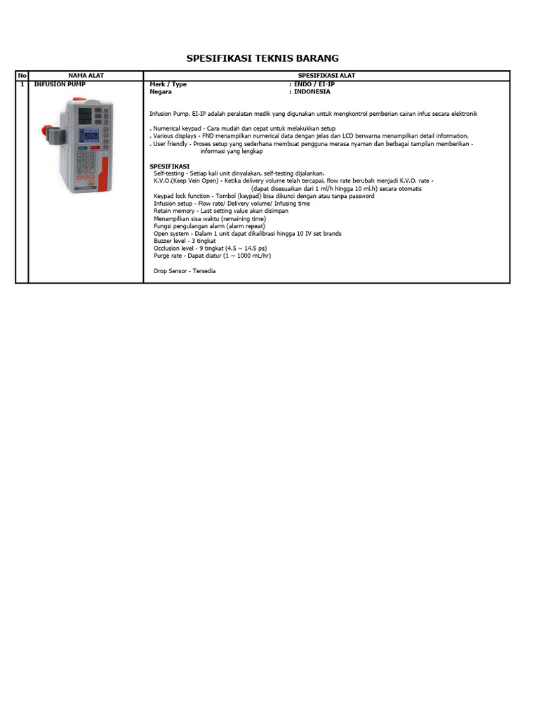 Sensor Tetes pada Pompa Infus EI-IP | PDF