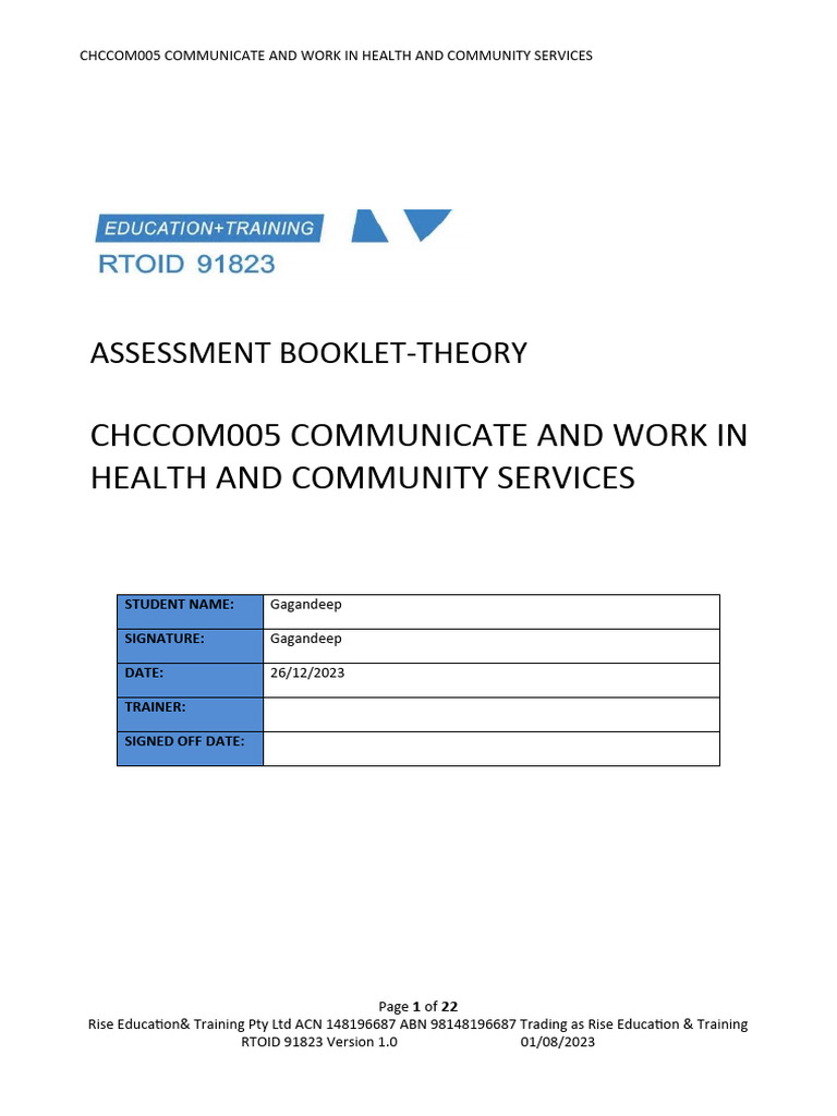 CHCCOM005 Student Theory Booklet v1.0.v1.0 | PDF