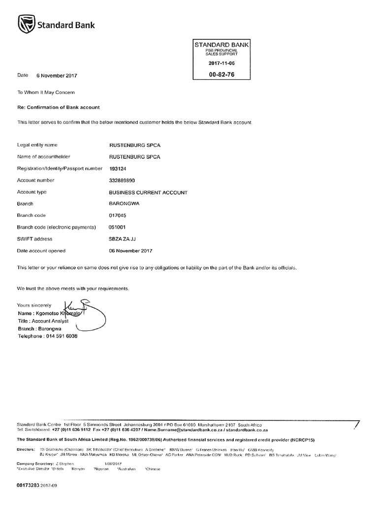 Standard Bank Account | PDF