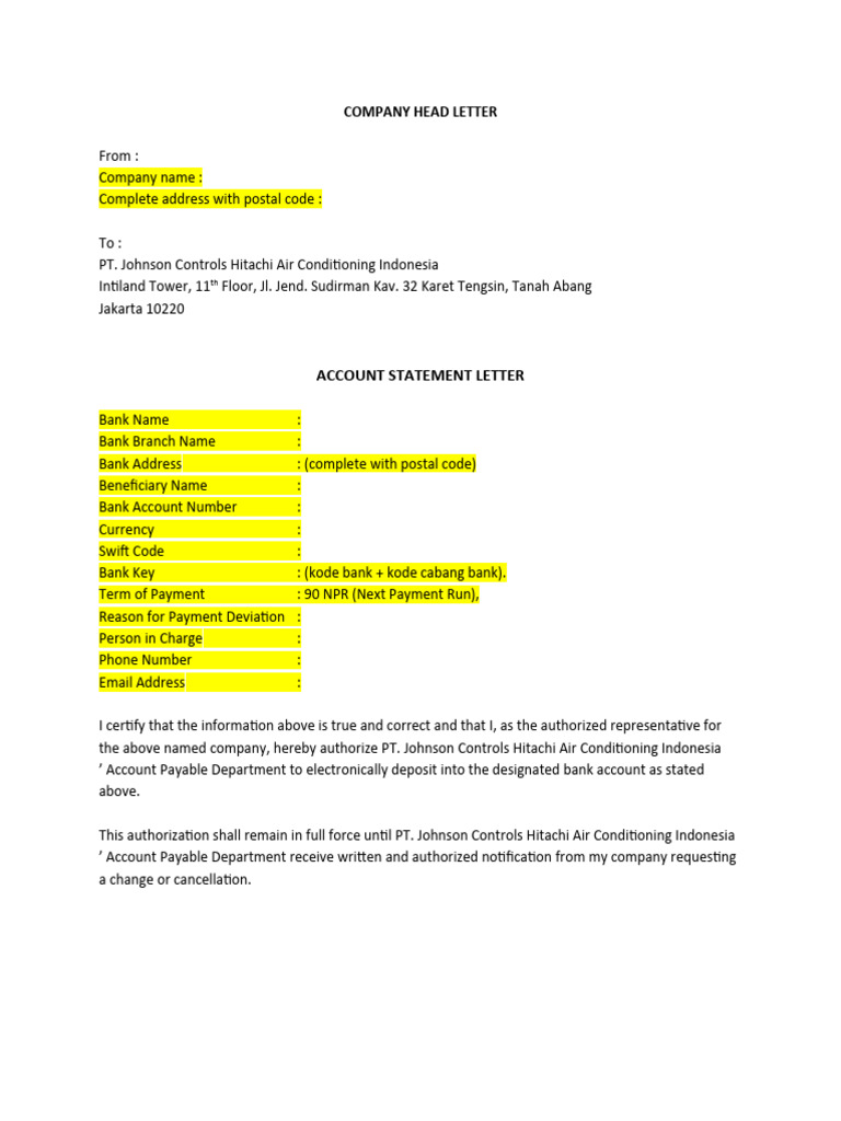 Account Statement Letter | PDF