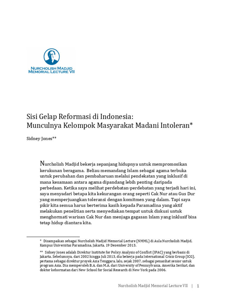 783 ID Sisi Gelap Reformasi Di Indonesia Munculnya Kelompok Masyarakat Madani Intoleran | PDF