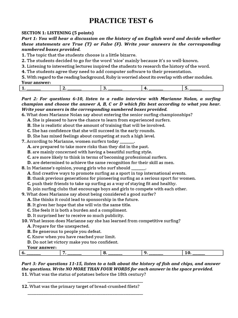 Practice Test 6 | PDF