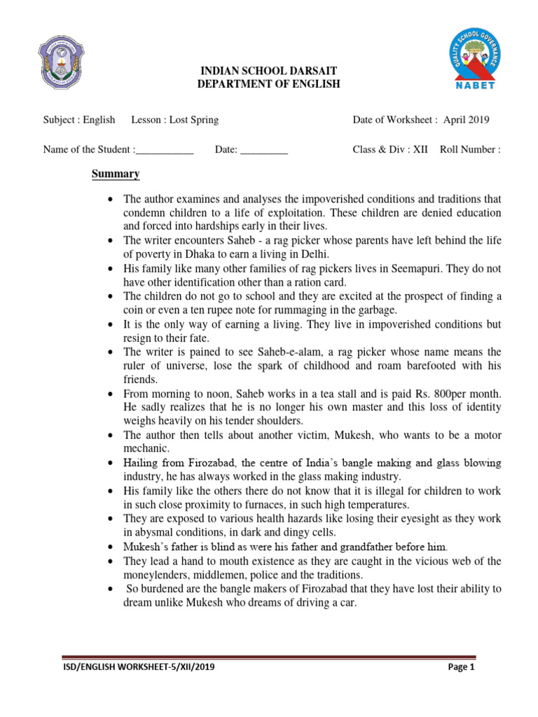 WS5 Lost Spring | PDF