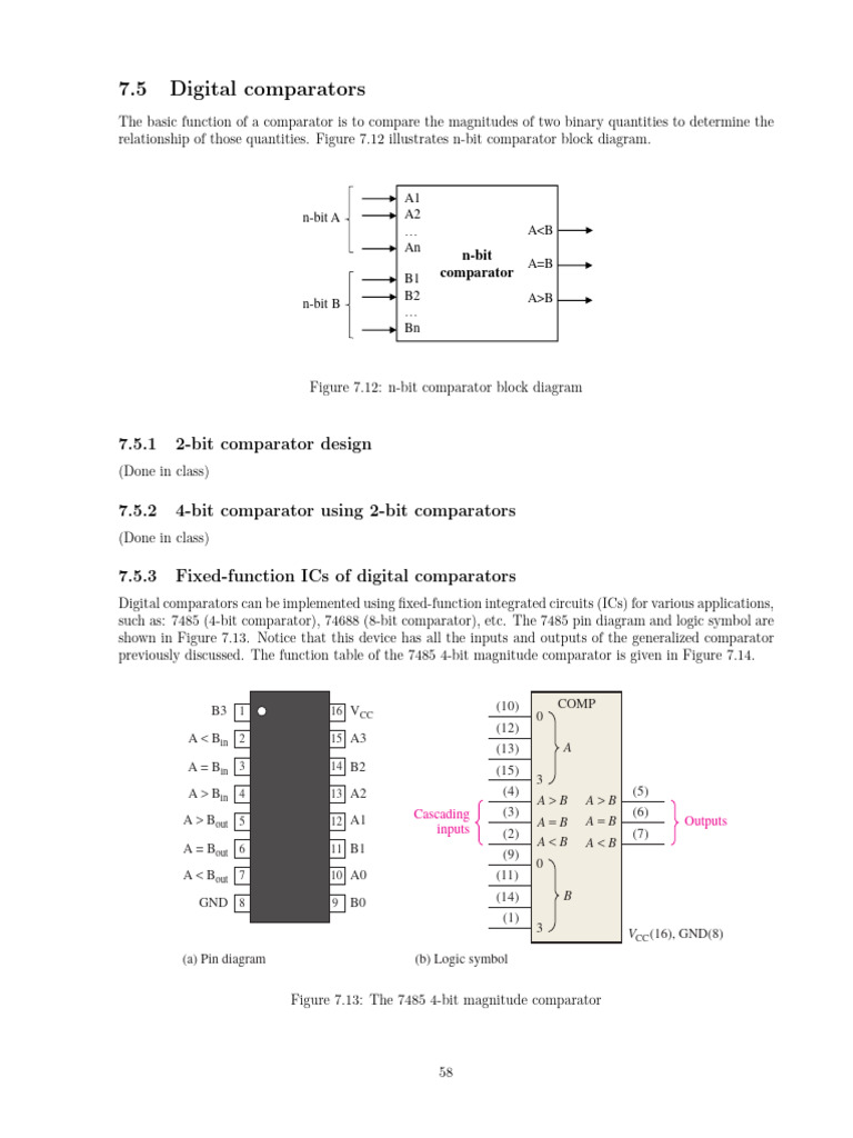 Chapter 7 - Digital Comparators | Download Free PDF | Logic Gate | Computing