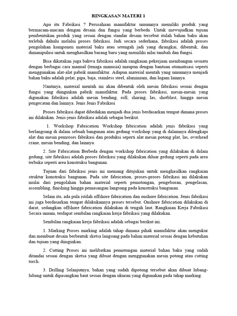 Materi Bisnis Pabrikasi Logam | PDF | Teknologi & Rekayasa