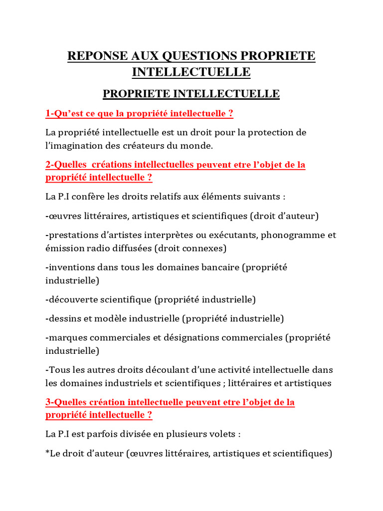 Propriete Intellectuelle | PDF