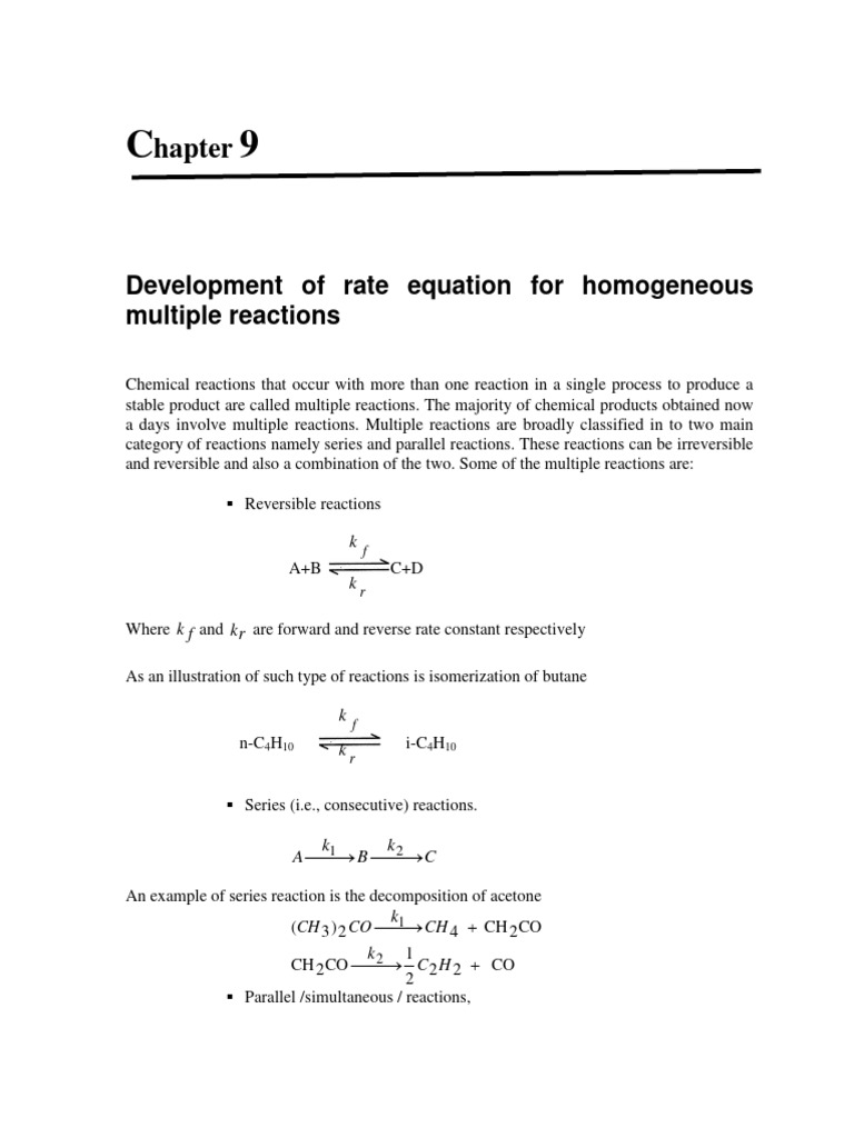 Ch9 Multiple RXN | PDF | Reaction Rate | Chemical Reactions