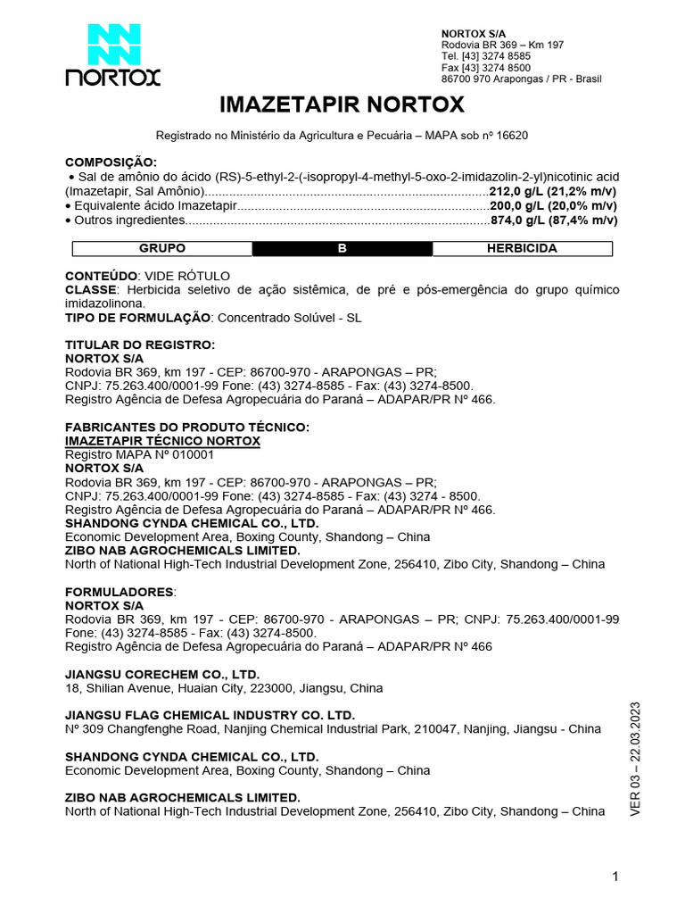 Imazetapir Nortox | PDF