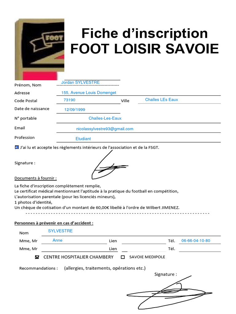 Fiche-D-Inscription 2024 | PDF