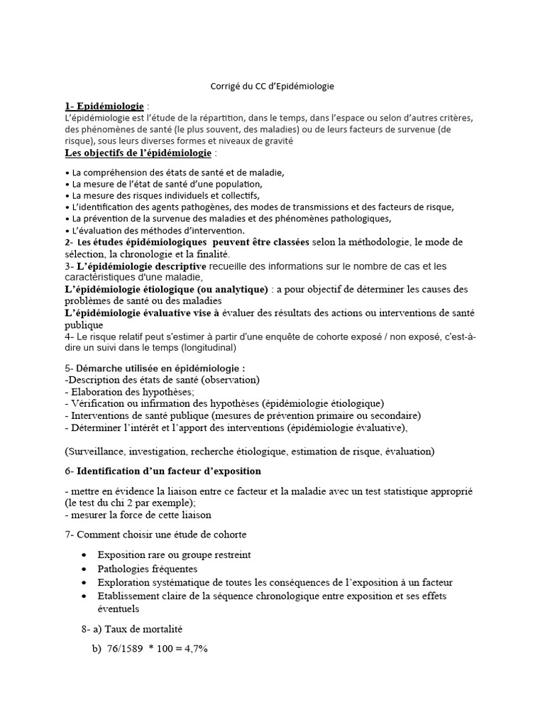 Correction - CC - Epidémiologie | PDF