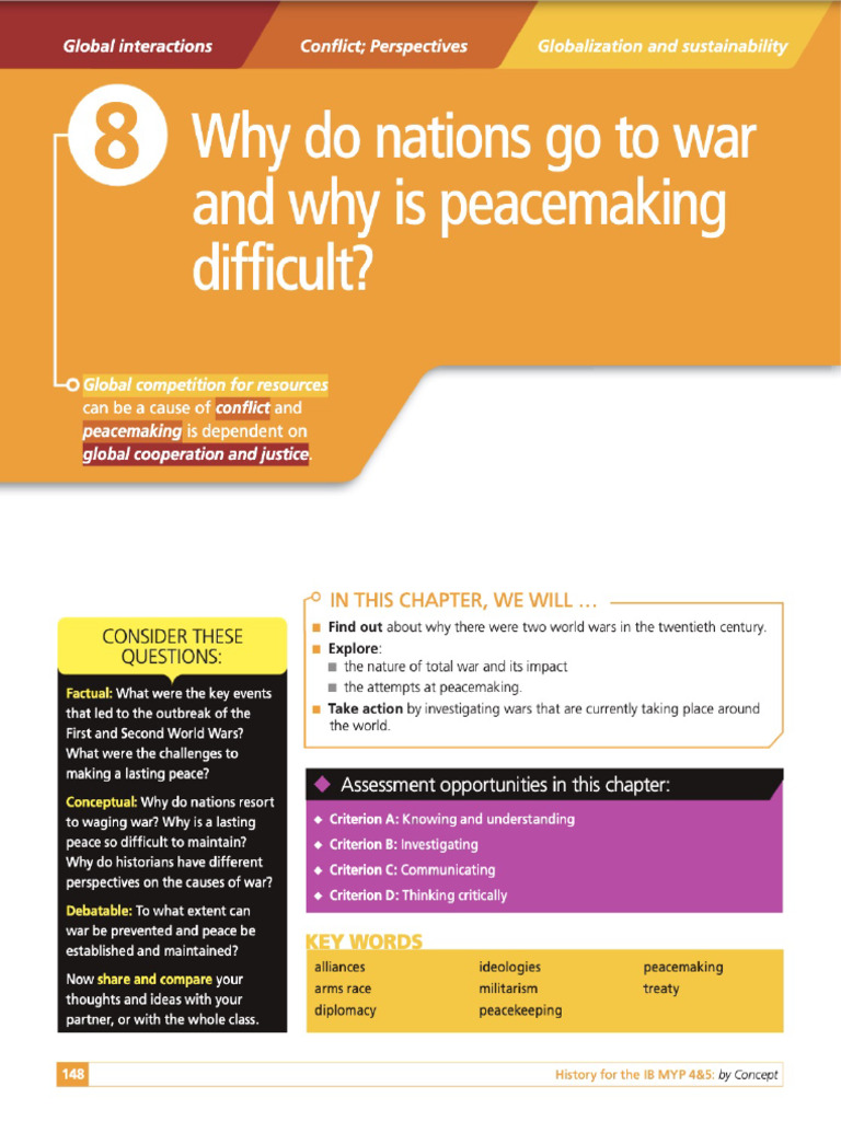 Chapter 8 - Why Do Nations Go To War and Why Is Peacemaking Difficult ...