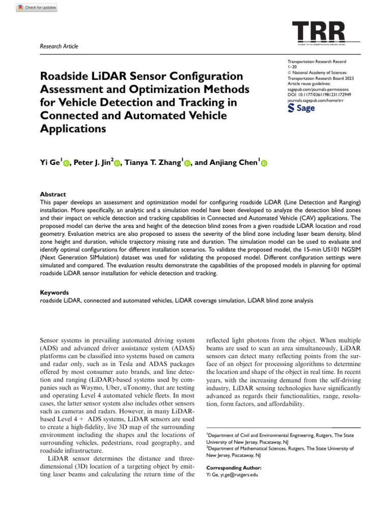 Ge Et Al 2023 Roadside Lidar Sensor Configuration Assessment and ... Ge Et Al 2023 Roadside Lidar Sensor Configuration Assessment and ...