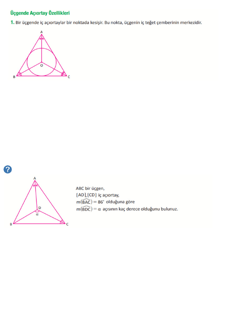 9.sinif Matematik Ucgende Aciortay Ozellikleri Konu Anlatimi Ve Calisma Sorulari | PDF