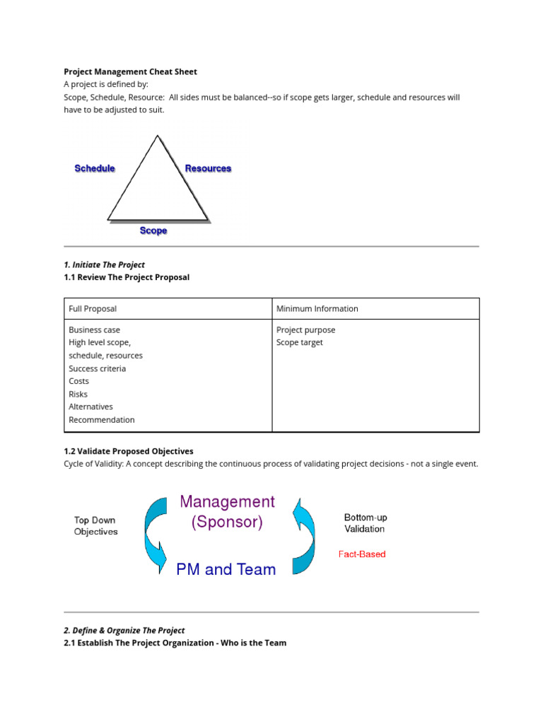 Project Management - Cheat Sheet | PDF