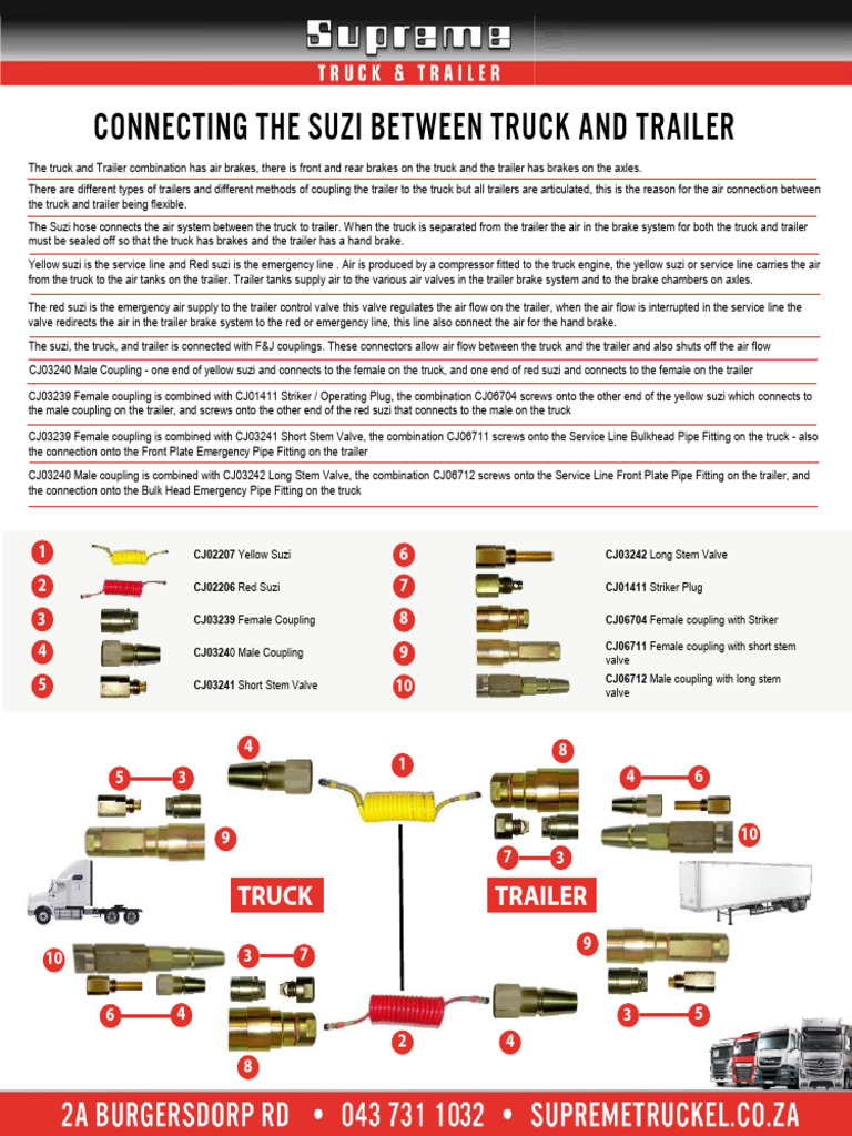 Connecting Suzi Lines for Trucks and Trailers | PDF | Semi Trailer ...