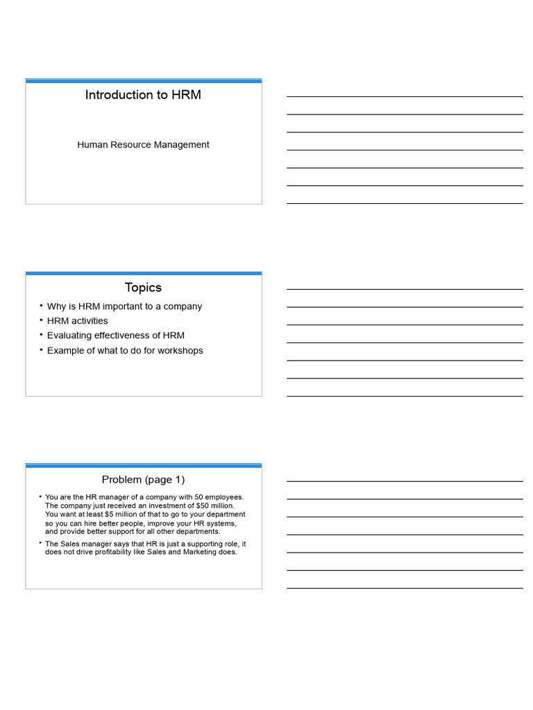 Slides HRM 01 Intro To HRM | PDF | Human Resource Management | Competence (Human Resources)