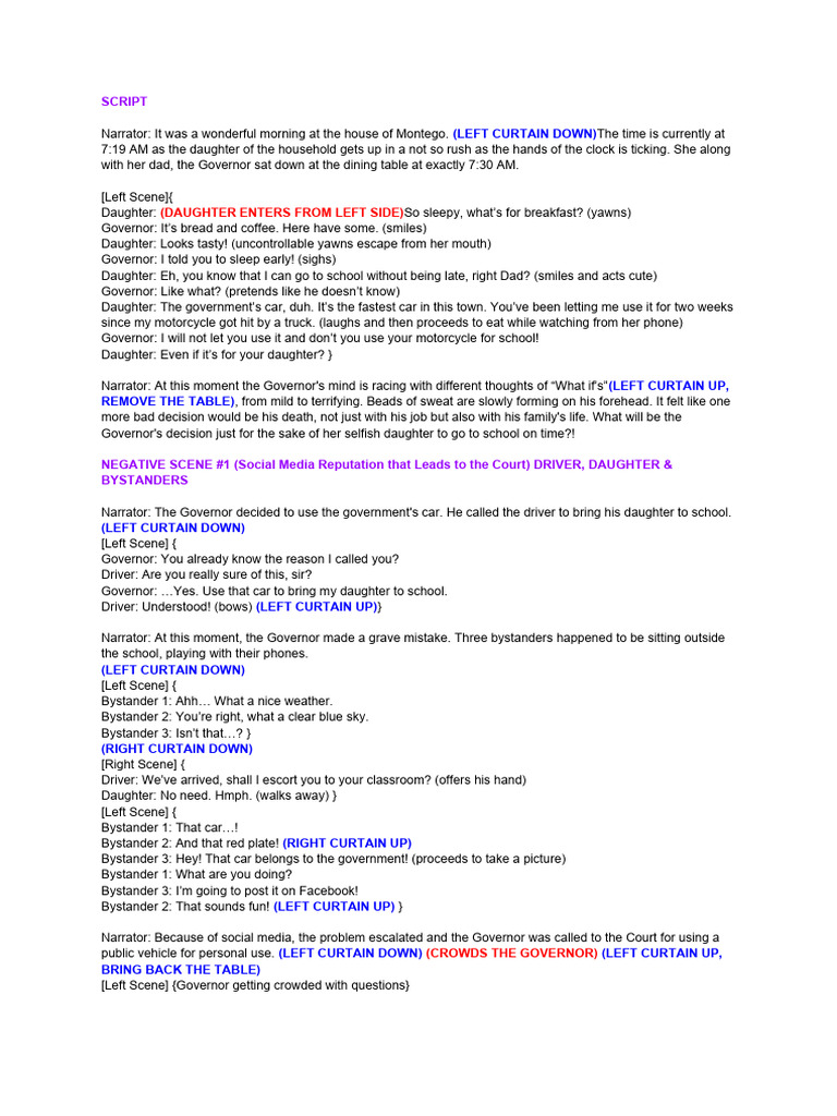 Script W Instructions | PDF