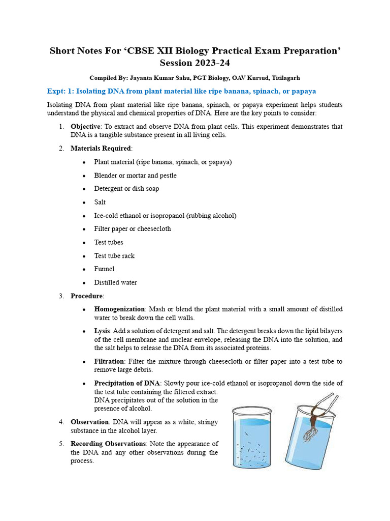 CBSE XII Biology Practical Exam Guide | PDF | Wellness | Science & Mathematics