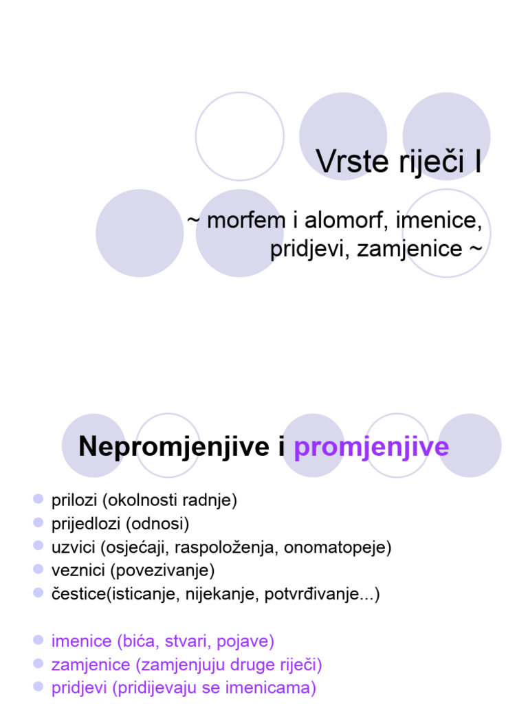 Vrste Rijeci I | PDF
