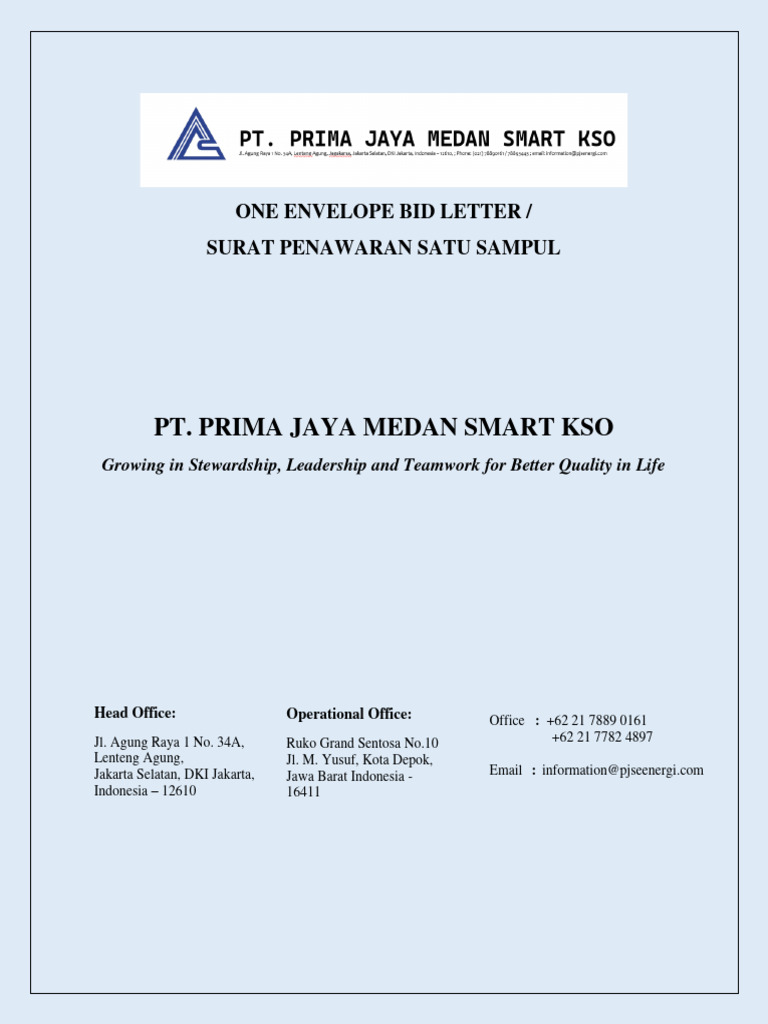 One Envelope Bid Letter Template | PDF | Career & Growth