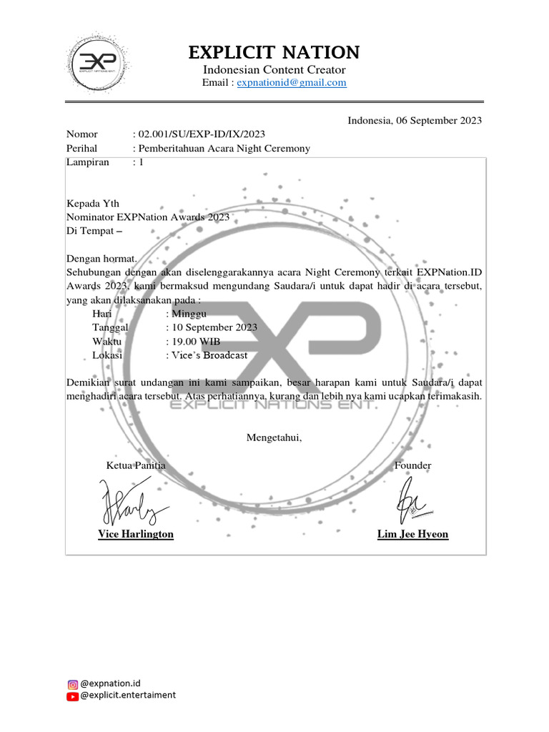 Undangan Night Ceremony EXP | PDF