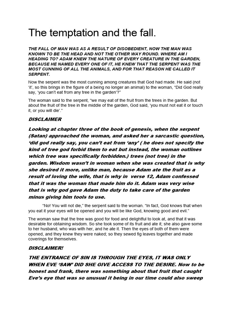 The Temptation and The Fall | PDF