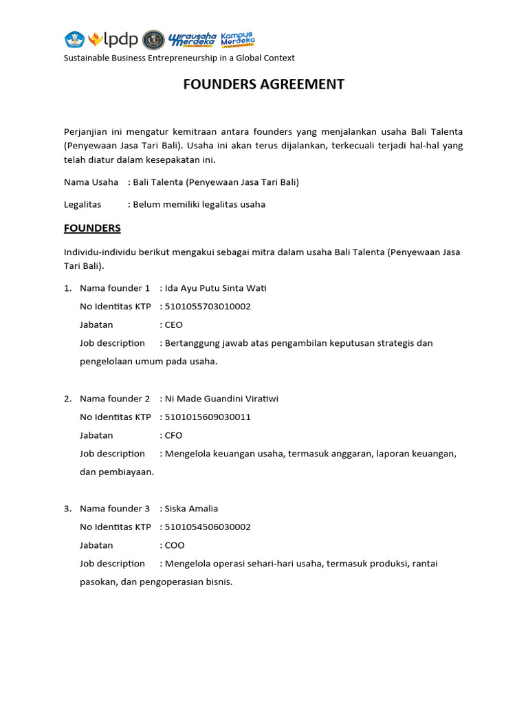 Founders Agreement | PDF