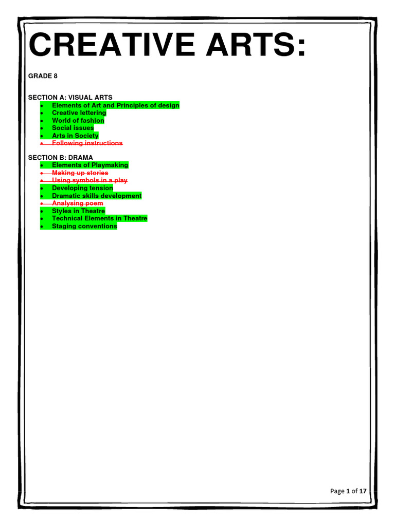 Zstruwig Grade 8 Creative Arts Notes 2023 | PDF | Poetry
