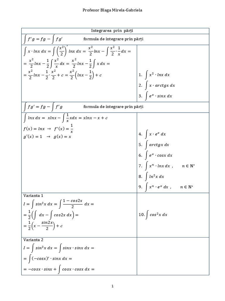 Integrarea Prin Parti | PDF