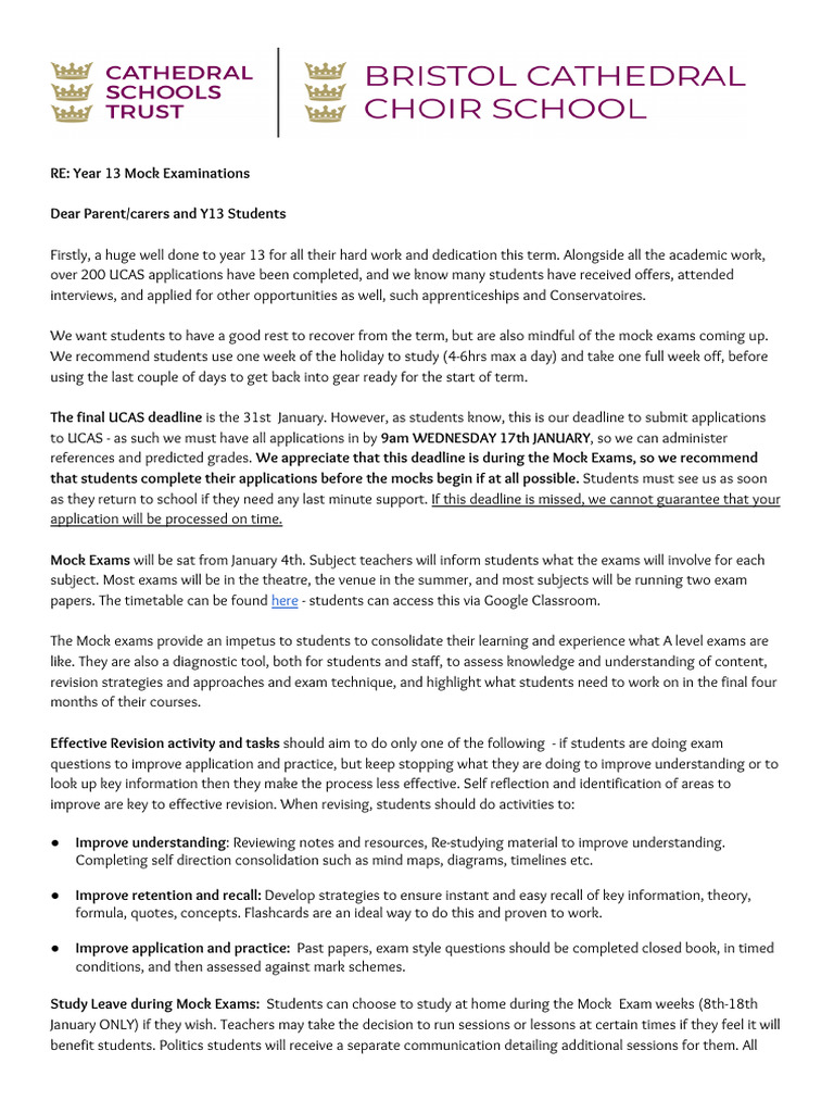 Y13 Mock Letter 2024 | PDF