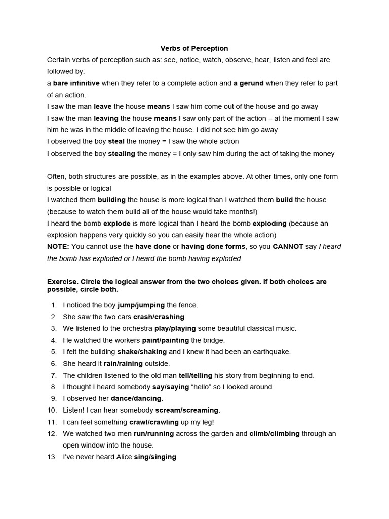 Perception Verbs | PDF
