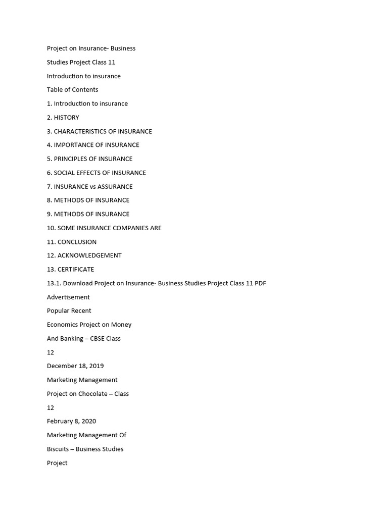 Project on Insurance | PDF