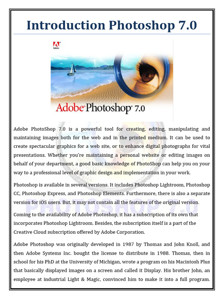 What Is Photoshop 7 | PDF