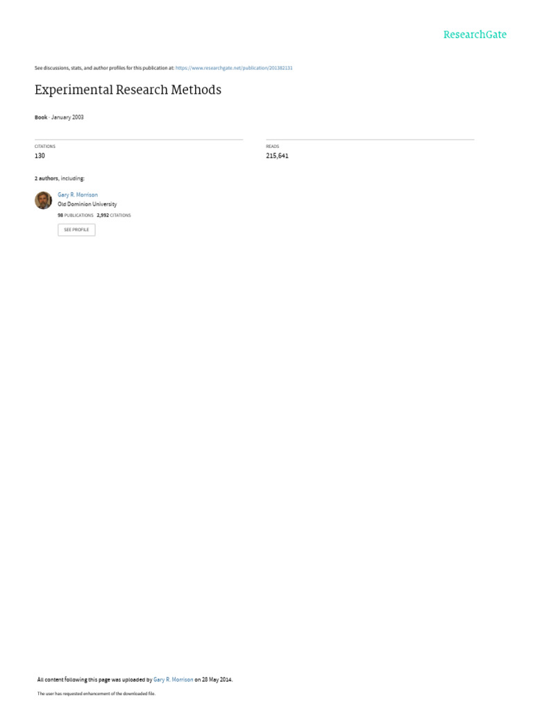 Experimental Research Methods | PDF